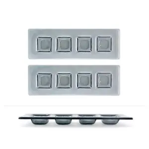 Turgla Home Glass Dinnerware Rectangular Charcoal Glass Sectional Plate Set Of Two - Grey