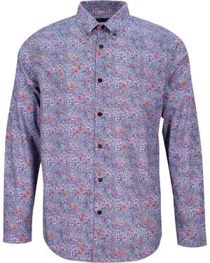 LORDS OF HARLECH Morris Flower Field Shirt Shadow Pink - Purple