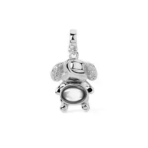 FREQNC ATELIER Mini Elephant Charm Silver Mother Of Pearl - Black