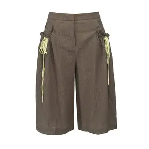 SMART AND JOY Casual Wide Leg Capri Trousers - Green