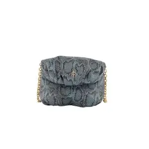 OTRERA Baby Snake Shiny Leda Leather Cossbody - Blue