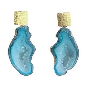 MAGPIE ROSE Aqua Rocks In The Sky Earrings - Blue
