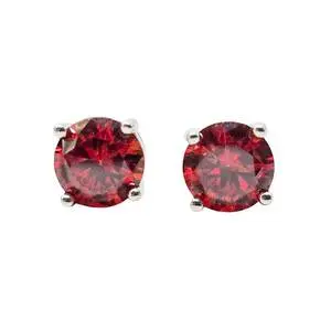 HARFI Red / Silver Ruby Moissanite Crystal Sterling Silver Earrings - Red/silver