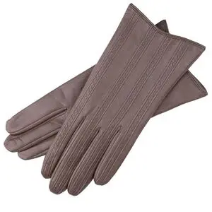 1861 GLOVE MANUFACTORY Pavia Zig Zag Pattern Leather Gloves In Light - Grey