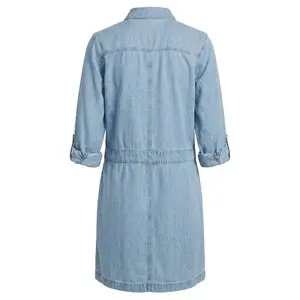 MODENAIRE Denim Mini Dress Structured Button Front - Blue