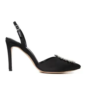 GINISSIMA Alice Shoes With Crystal Brooch - Black