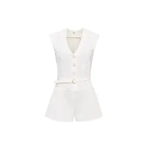 Sélone Elara V-neck Mini Jumpsuit - White