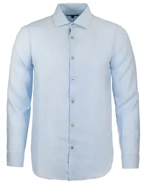 LORDS OF HARLECH Lionel Linen Button Down Shirt Sky - Blue