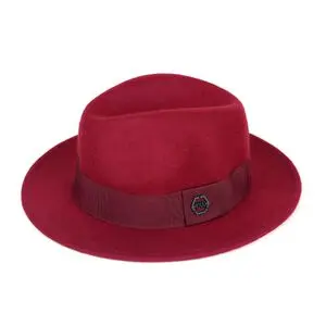 DAVID WEJ Wool Fedora Hat Burgundy - Red