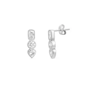 SHYMI Multi Shape Cubic Zirconia Drop Earrings In Plated Sterling - Silver