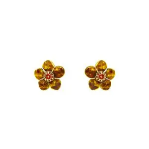 GISSA BICALHO Handmade Acrylic Earring S Willd Flower Caramel Brown
