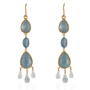 EMMA CHAPMAN JEWELS Lola Aquamarine Teardrop Earrings - Blue