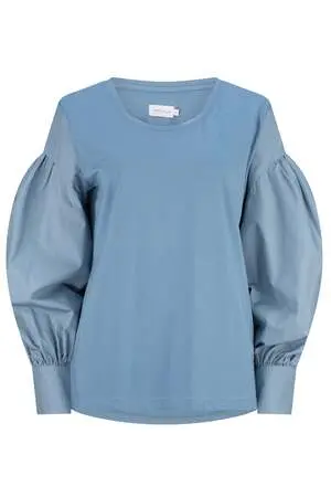 DREF Sherry Balloon Sleeve Top Steel - Blue