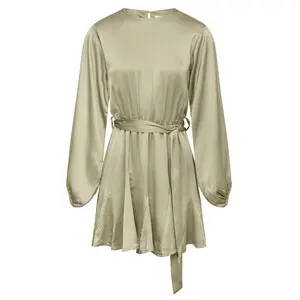 URBAN TOUCH Long Sleeve Pleated Skater Dress