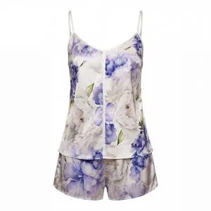 VIMISSIA Blue / White Peony Allure Camisole And Shorts Set In Blue - Blue/white