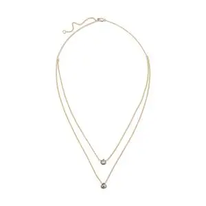 HEATHER HAWKINS Two Tiny Gemstones Drape Necklace Filled Pyrite - Gold