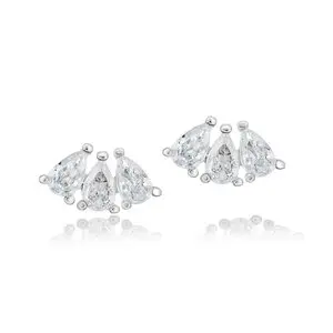 SHYMI Mini Pear Shape Curved Studs - Silver