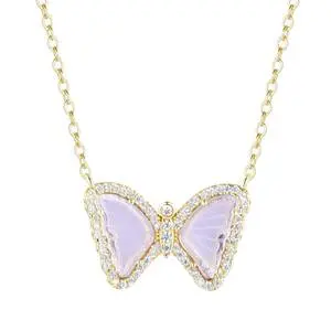 KAMARIA Mini Butterfly Necklace In Light Lavender - Gold