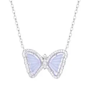 KAMARIA Mini Butterfly Necklace In Light Lavender - Silver