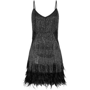 PRETTY ECCENTRIC Hundred Watt Tassel Dress - Black