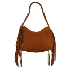F3ROG BY RANA Squash Suede Fringe Gordon Bag - Orange