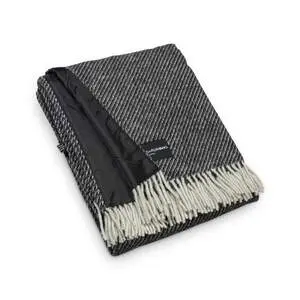 HEATING & PLUMBING LONDON Pure New Wool Picnic Blanket The Members' Club - Black