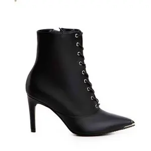 THE 5TH ELEMENT Lace-up Leather Ankle Boots With Metal Toe - Black