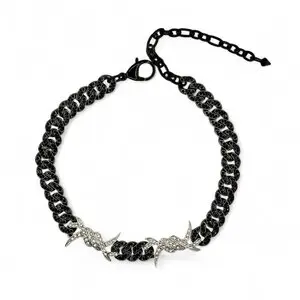 JAGGED HALO JEWELRY Black / Silver Camila Barbed Wire Necklace - Black/silver