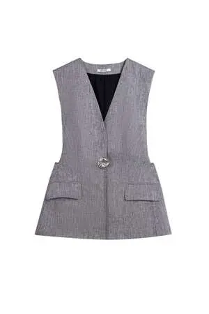 NOCTURNE Tailored Button-front Vest - Grey