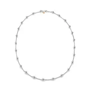 UNALOE Modern Long Sterling Beaded Necklace – Minimalist Chain Necklace - Silver
