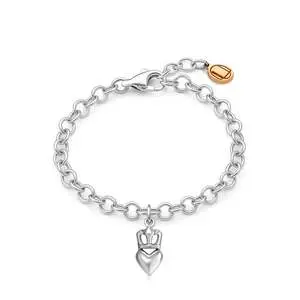 UNALOE Sterling Crown And Heart Bracelet – Modern Fashion Style - Silver