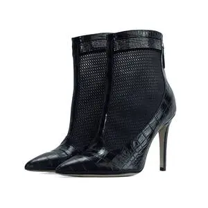 STESSA BY SARAH The Valentina Croc Mesh Boot - Black