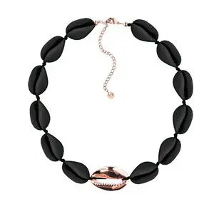 ADRIANA PAPPAS DESIGNS Metal Shell Accent Choker In Matte Rose Gold - Black