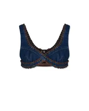 MAISON SEL Washed Denim Bra With Eyelet