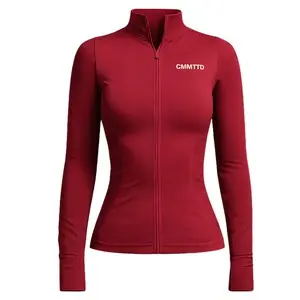 CMMTTD Seamless Sculpt Zip-up Jacket Burgundy