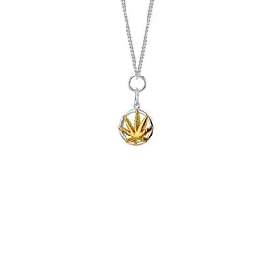 TRUE ROCKS Mini Happy Leaf Pendant 2tone Gold On Chain - Silver
