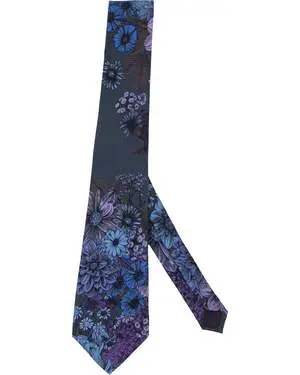 LORDS OF HARLECH Taddeo Marco Floral Merino Neck Tie - Black