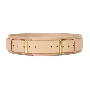 HAUTE CUIR Neutrals Nude Double Buckle Wide Belt - Brown