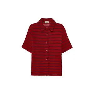 THISISU COLLECTION Solea Striped Knit Beachwear Shirt - Red