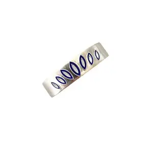 RIZE Peacock Cuff Bracelet Sterling & Indigo Blue Enamel - Silver