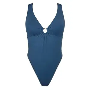 MONIQUE MORIN LINGERIE Caress X Back Bodysuit Dark Denim - Blue