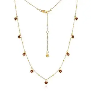 MOON LONDON Mani Garnet Heart Necklace - Gold