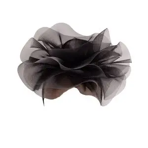 VICTORIA CHARLES HEADPIECES Black / Silver Black Crin Centred Headpiece With Silver Edge Detail On Black Satin Headband - Black/silver
