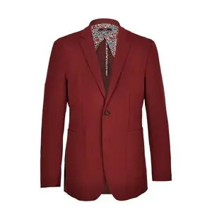 DAVID WEJ Ashford Relaxed Single Breasted Blazer – Burgundy - Red
