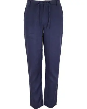 LORDS OF HARLECH Devon Linen Pant Navy - Blue