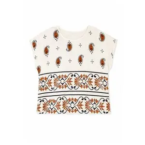 YUMI Neutrals Ivory Viscose Paisley Top - White