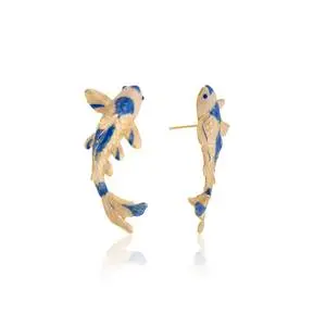 MILOU JEWELRY Koi Fish Earrings - Blue