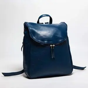 HIDES LEATHER CO. Minimal Genuine Leather Backpack Kelly - Blue