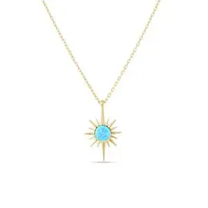 SPERO LONDON Blue Opal Northernstar Sterling Silver Pendant Necklace - Gold