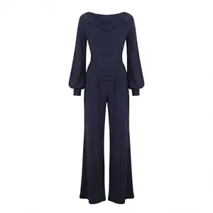 ATOM LABEL Indium Jumpsuit With Bell Sleeve In Navy - Green